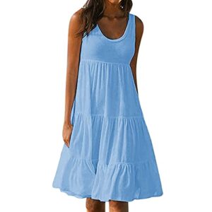 bravetoshop women's summer casual t shirt dresses sleeveless swing tank dress club party beach dress y2k streetwear (sky blue,m)