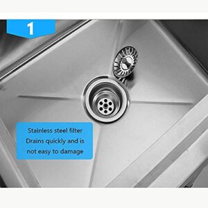 BSQT Movable Stainless Steel Utility Commercial Sink with 360 Degrees Faucet，Kitchen Single Sink for Outdoor Indoor Garage Laundry Utility Room -70×70×80cm (Size : 606080cm),60*60*80cm