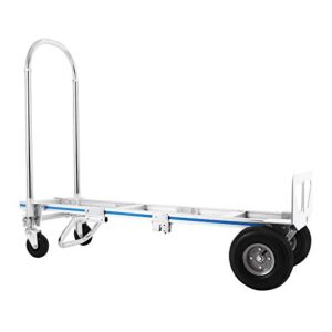 SmarketBuy Aluminum Hand Truck 1000LBS Capacity 2 in 1 Heavy Duty Hand Truck Convertible Folding with Nose Plate 4 Wheels Hand Truck Dolly