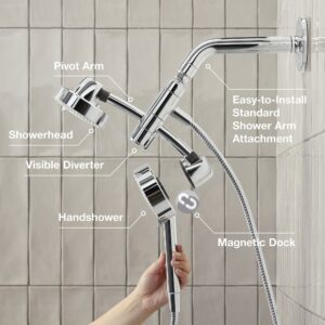 KOHLER 23218-G-CP Awaken 2-in-1 Multifunction Shower Combo Kit, Rotating Showerhead and Handshower Set, 1.75 GPM, Polished Chrome