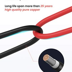 BougeRV 60 Feet 10AWG Solar Extension Cable with Female and Male Connector with Extra Free Pair of Connectors Solar Panel Adaptor Kit Tool (60FT Red + 60FT Black)