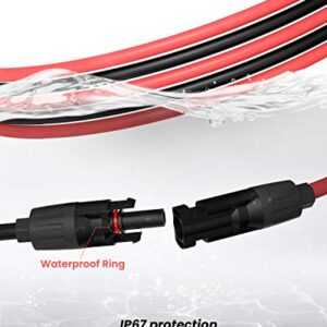 BougeRV 60 Feet 10AWG Solar Extension Cable with Female and Male Connector with Extra Free Pair of Connectors Solar Panel Adaptor Kit Tool (60FT Red + 60FT Black)