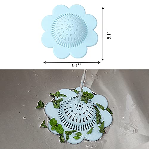 6PCS Drain Hair Catcher Shower Drain Covers Durable Silicone Hair Stopper,Bathtub and Shower Drain Protectors for Bathroom Bathtub and Kitchen