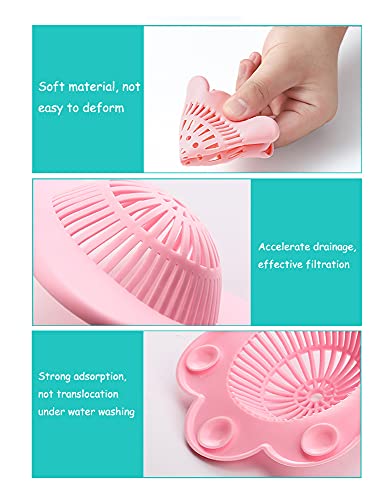 6PCS Drain Hair Catcher Shower Drain Covers Durable Silicone Hair Stopper,Bathtub and Shower Drain Protectors for Bathroom Bathtub and Kitchen