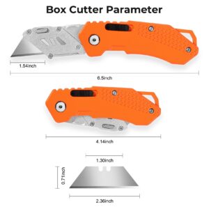 DIYSELF 2-Pack Box Cutter Knife, Pocket Knife, Extra 10 Blades Included, Folding Utility Knife for Carpet, Cardboard, Box, Cloth, Rope and Plastic, Box Cutters Heavy Duty for Men Women (Blue Red)