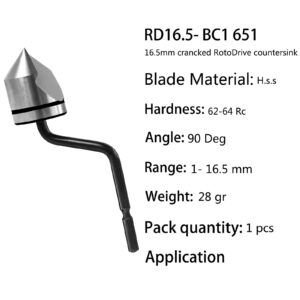 Deburring Countersink Tool Set, Askwhy RD16.5-BC1651 Countersink Hand Reamer, Great Burr Remover Hand Tool for Wood, Plastic, Aluminum, Copper and Steel (Blue)