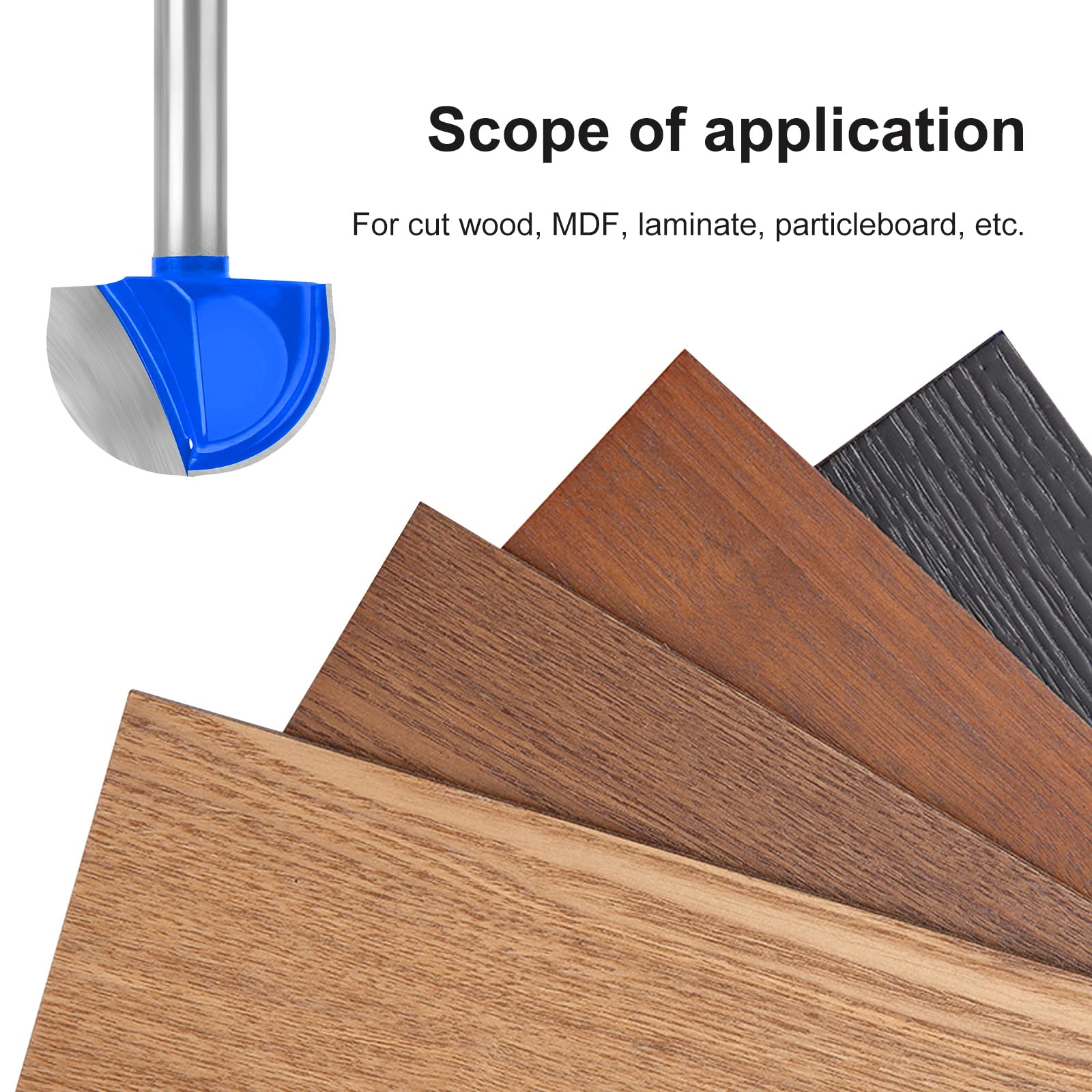 MEIGGTOOL 8Pcs Cove Box Cemented Carbide Router Bit for Woodworking, MDF and Plywood, 1/4" Shank Round Nose, 1/4" 5/16" 3/8" 1/2" 5/8" 3/4" 7/8" 1" Cutting Diameter