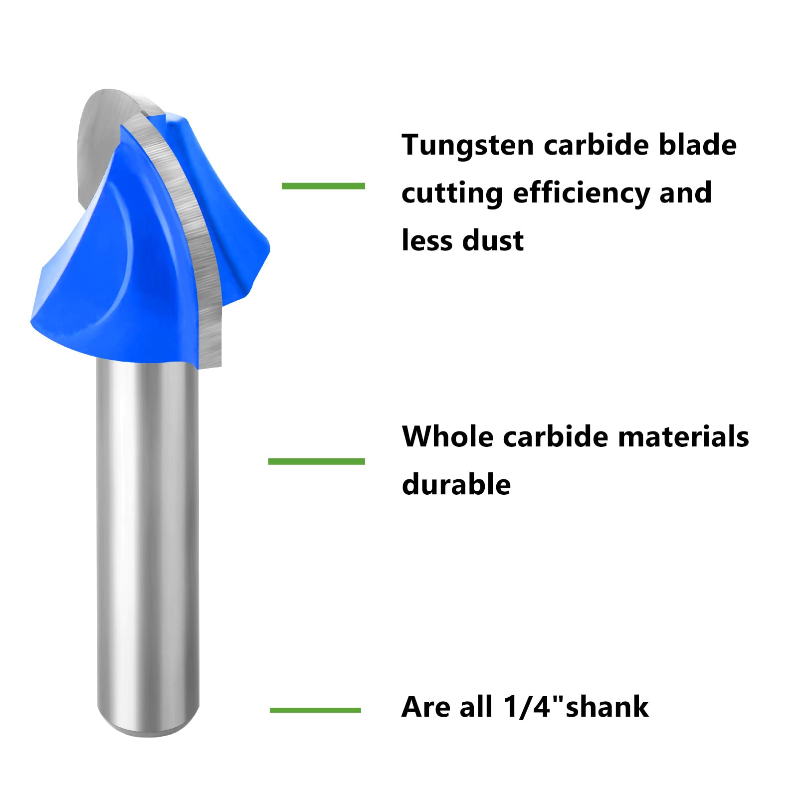 MEIGGTOOL 8Pcs Cove Box Cemented Carbide Router Bit for Woodworking, MDF and Plywood, 1/4" Shank Round Nose, 1/4" 5/16" 3/8" 1/2" 5/8" 3/4" 7/8" 1" Cutting Diameter