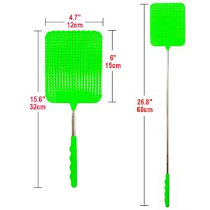 fecobyte 5PCS Telescopic Fly Swatter, Upgraded Manual Heavy Duty Plastic Flyswatter with Extendable Stainless Steel Pole