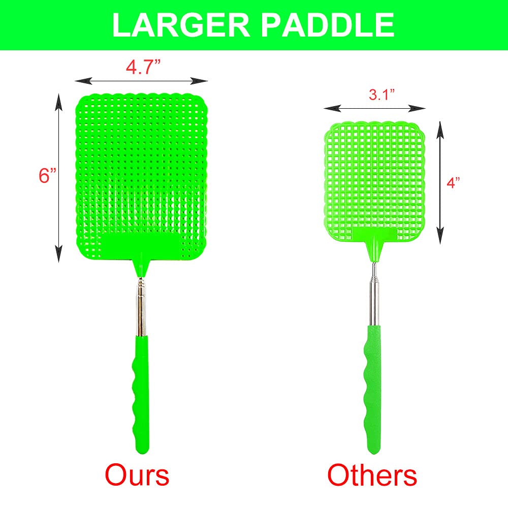 fecobyte 5PCS Telescopic Fly Swatter, Upgraded Manual Heavy Duty Plastic Flyswatter with Extendable Stainless Steel Pole