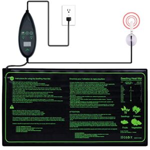 marvia warming mats for plants,heat mat with digital temperature controller,6 temperatures 6 timers,seeding heat mat with led and probe, for plants seeds gardening greenhouse,waterproof met 20x10in