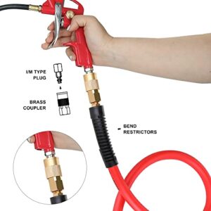 JOROY Hybrid Air Hose, 3/8-Inch by 100 Feet Air compressor Hose,Heavy Duty, Lightweight, Kink Resistant, All-Weather Flexibility with 1/4-Inch Brass Air Coupler and Plug, 300 PSI