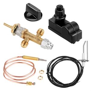 hz-monstar low pressure lpg propane gas fireplace fire pit flame failure safety control valve kit with igniter assembly fire pit igniter, push button ignition kit for gas grill, heater, fire pit