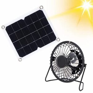 Oreilet 10W Solar Panel Powered Fan, RVs Outdoor Breeding Solar Powered Fan Ventilator, Waterproof Solar Energy Cooling Fan with 4 x Suction Cup, Photovoltaic Solar Panel for Chicken Pet House