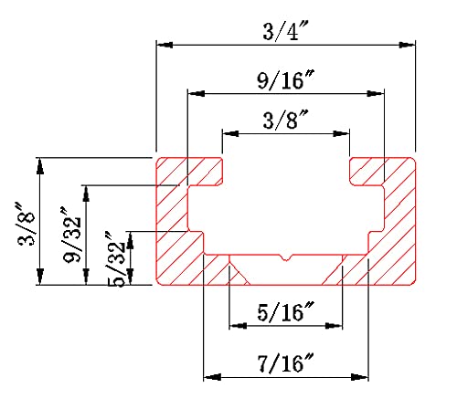 T Track 48" with Wood Screws-Double Cut Profile Universal T-Track with Predrilled Mounting Holes-T Track Woodworking-Fine Sandblast Anodized-Red Color-4PK