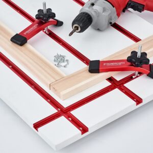 T Track 48" with Wood Screws-Double Cut Profile Universal T-Track with Predrilled Mounting Holes-T Track Woodworking-Fine Sandblast Anodized-Red Color-2PK