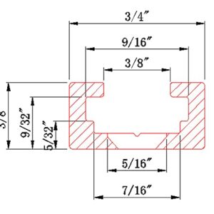 T Track 48" with Wood Screws-Double Cut Profile Universal T-Track with Predrilled Mounting Holes-T Track Woodworking-Fine Sandblast Anodized-Red Color-2PK