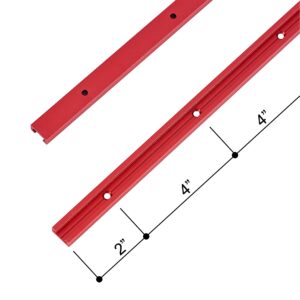 T Track 48" with Wood Screws-Double Cut Profile Universal T-Track with Predrilled Mounting Holes-T Track Woodworking-Fine Sandblast Anodized-Red Color-2PK