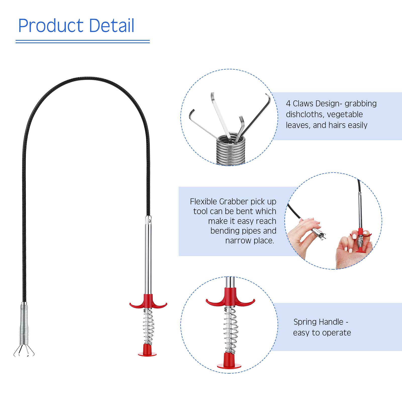 Patelai 4 Pieces Christmas Telescoping Magnet Pick Up Tool Set Extendable Claw Grabber Tool Bendable Spring Telescoping Inspection Mirror 2 Lb/ 20 Lb Magnetic Stick Gadget for Home Sink Drains