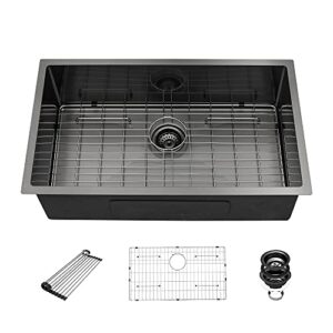 30 inch black undermount kitchen sink - beslend 30"x18"x10" gunmetal black stainless steel kitchen sink 16 gauge 10 inch deep single bowl basin