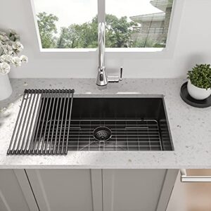 30 Inch Black Undermount Kitchen Sink - Beslend 30"x18"x10" Gunmetal Black Stainless Steel Kitchen Sink 16 Gauge 10 Inch Deep Single Bowl Basin