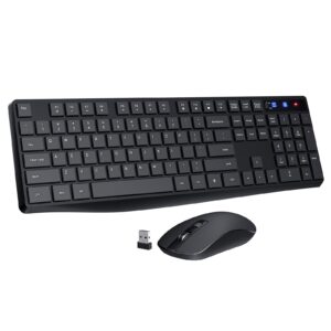 wireless keyboard and mouse combo, ponvit 2.4g usb full-sized keyboard mouse, 3 level dpi ergonomic cordless keyboard and mouse wireless, silent click for computer, desktop, laptop