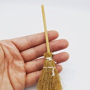 Yardwe 8pcs Miniature Artificial Mini Brooms Straw Craft Decoration Witches Accessory for Halloween Party