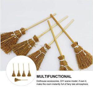 Yardwe 8pcs Miniature Artificial Mini Brooms Straw Craft Decoration Witches Accessory for Halloween Party