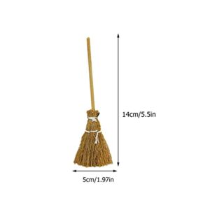 Yardwe 8pcs Miniature Artificial Mini Brooms Straw Craft Decoration Witches Accessory for Halloween Party