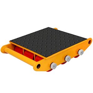 xcfdp machine skates, 15t machinery skate dolly, 33000lbs machinery moving skate, machinery mover skate with non-slip belt, heavy duty machine dolly skate for industrial moving equipment, yellow, 1pc