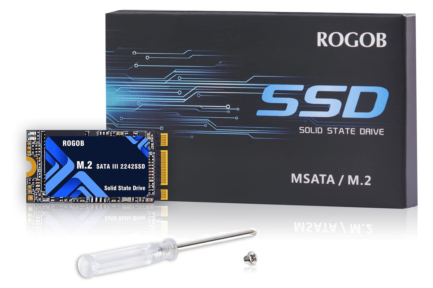 ROGOB 512GB M.2 SATA SSD 2242 NGFF B&M Key Internal Solid State Drive 6Gb/s for Desktop Laptop PC