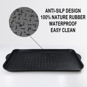 Matace 100 Percent Rubber Boot Tray for Entryway - Water Resistant Shoe Trays- Natural Rubber Mats for Shoes, Boots, Pets - Indoor and Outdoor Use, 27.95"x 15.74", Black