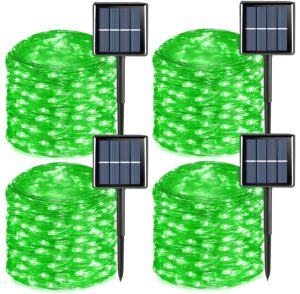 yeguo 4 pack solar christmas lights outdoor waterproof, each 100 led 33ft solar string lights, 8 modes blue solar fairy lights