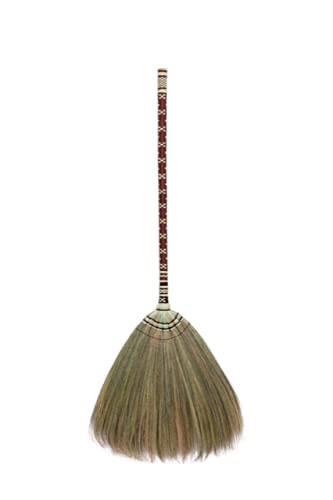 SN SKENNOVA - Asian Straw Broom Witch Broom Undecorated Wedding Jumping Broom with Bamboo Stick Handle (Dark Brown)