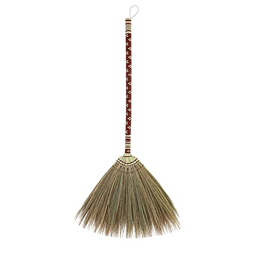 SN SKENNOVA - Asian Straw Broom Witch Broom Undecorated Wedding Jumping Broom with Bamboo Stick Handle (Dark Brown)