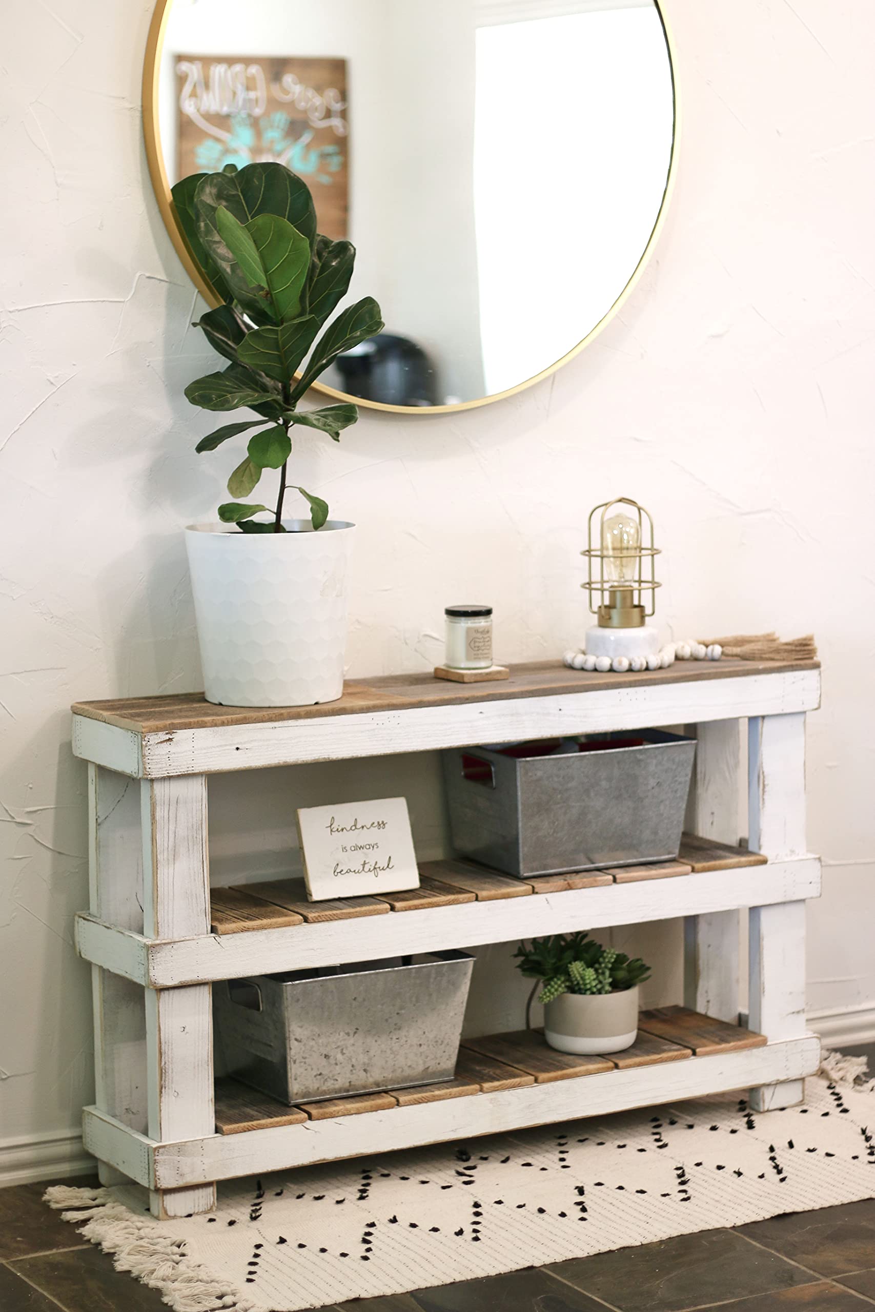 Three Tier Slatted Console (White Combo)