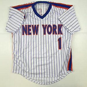 Autographed/Signed Mookie Wilson New York Pinstripe Baseball Jersey JSA COA