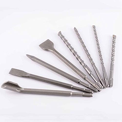 17pcs Rotary Hammer SDS Plus Drill Bits & Chisel Set, SDS Plus Concrete Masonry Drill Bit Set with Storage Carrying Case