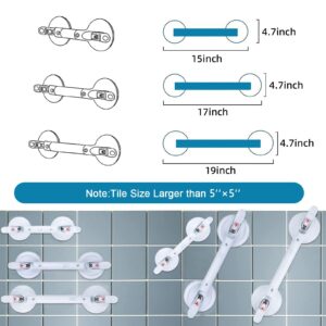 HEINSY 19inch Suction Shower Grab Bar, Portable Shower Handle Bar Suction Grip Bar Bathtub Handle with Strong Hold Suction Cup Fitting and Rapid Release for Bathroom(Max Capacity :253lb）