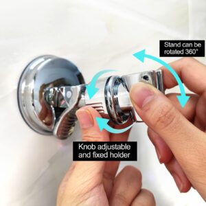 Medsuo Adjustable Shower Head Holder Removable Suction Cup Shower Head Bracket No Drill Shower Head Bracket with Chrome Polished for Bathroom