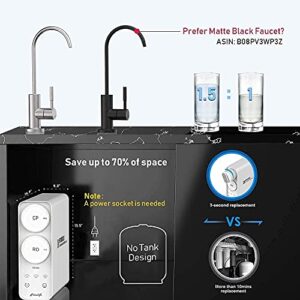 Frizzlife Reverse Osmosis System - Tankless 400 GPD Drinking Water Filtration System, Quick Twist Under Sink RO Filter - with one Extra TD-9 Alkaline Filter