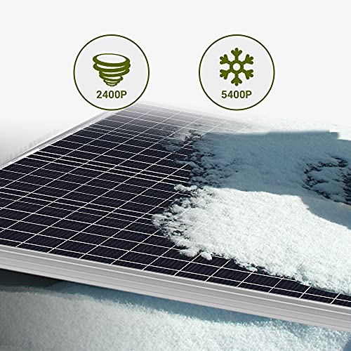 HQST 100W 12V 9BB Monocrystalline Solar Panel,Compact Size Module with Up to 23% High Efficiency,Grade A+ Cells,IP65 Waterproof for RVs,Motorhomes,Cabins,Marine,Boat,31.8 x 20.9 x 1.18 in(New Version)