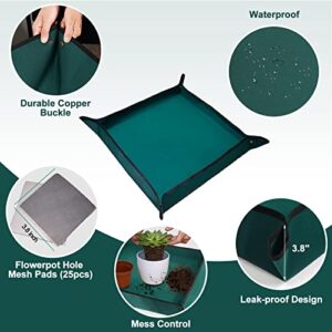 Borrigo Plant Repotting Mat & Mesh Pads for Pots | Oxford Waterproof Potting Mat | Foldable & Reusable Plant Mat | Large 29.5”x29.5”, for Indoor Gardening, Potting Tarp