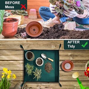 Borrigo Plant Repotting Mat & Mesh Pads for Pots | Oxford Waterproof Potting Mat | Foldable & Reusable Plant Mat | Large 29.5”x29.5”, for Indoor Gardening, Potting Tarp