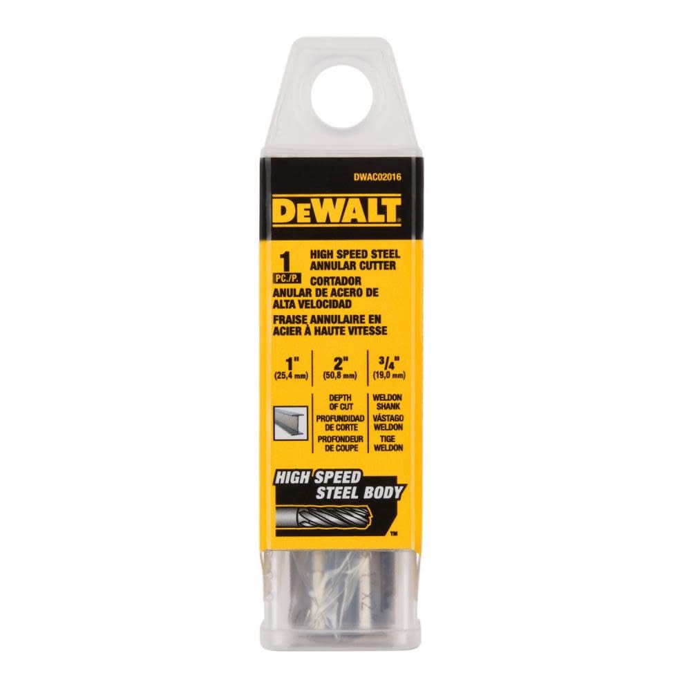 DEWALT DWAC02016 1" X 2" HSS ANNULAR Cutter 3/4" Weldon