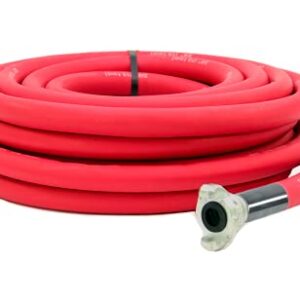 Jackhammer Air Hose - Rubber Pneumatic Hose Assembly for Jack Hammers & Air Tools with 3/4" Universal Chicago Couplings For Air Compressors (50ft, Red)