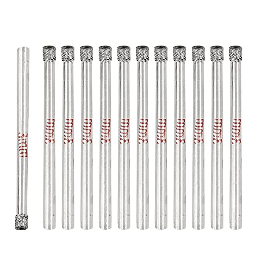 Luomorgo 12Pcs 3mm/1/8 inch Diamond Hole Saw, 1/5 inch Cutting depth Diamond Diamond Drill Bits for Glass Ceramic Marble Porcelain Tile Granite Quartz Gemstone