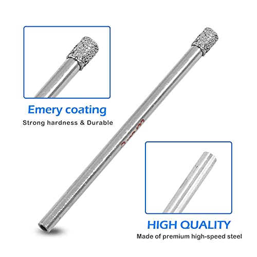 Luomorgo 12Pcs 3mm/1/8 inch Diamond Hole Saw, 1/5 inch Cutting depth Diamond Diamond Drill Bits for Glass Ceramic Marble Porcelain Tile Granite Quartz Gemstone