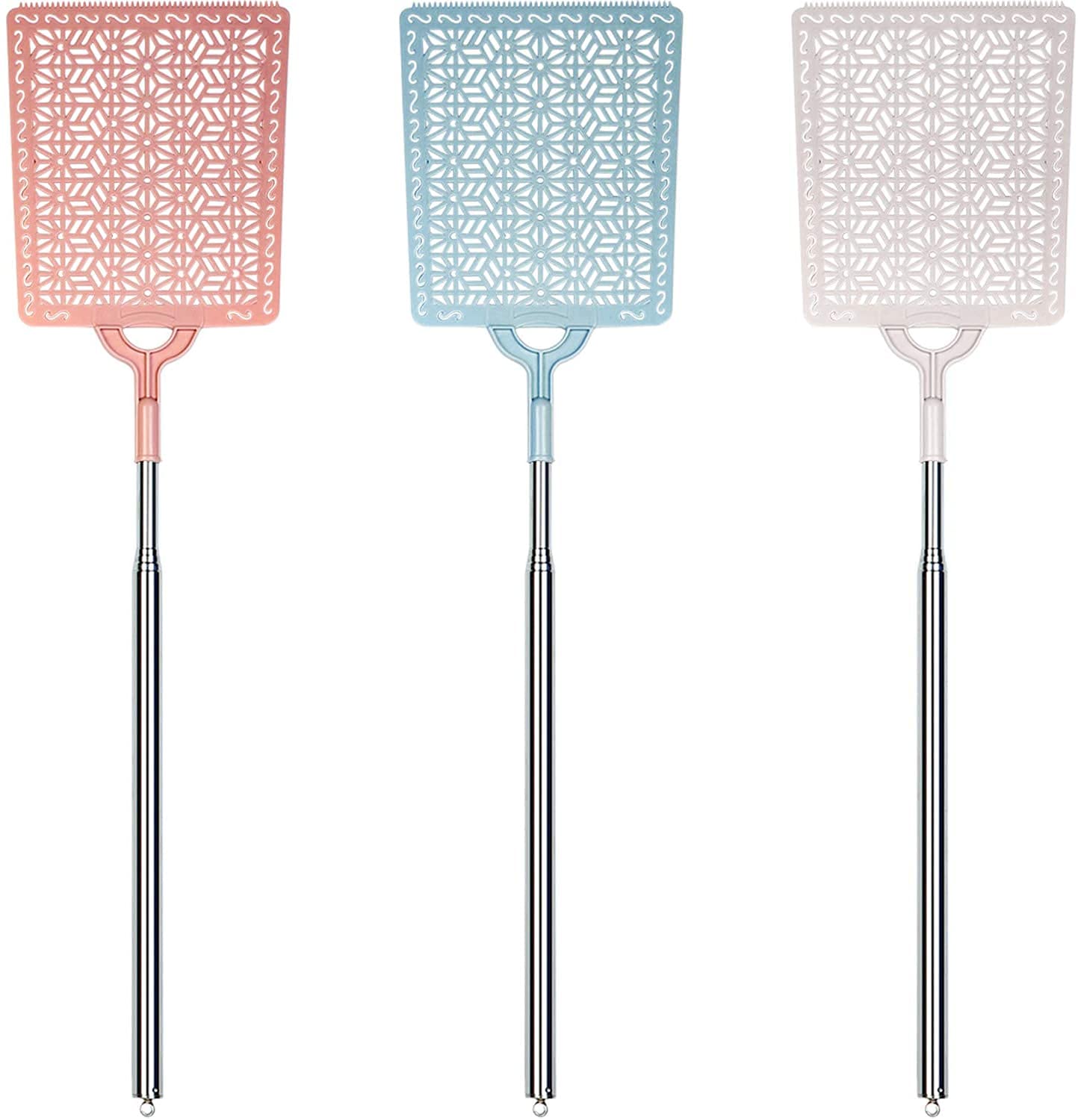 3 Pieces Fly Swatter Manual Retractable Fly Swatter Detachable Telescopic Fly Swatter, 3 Colors