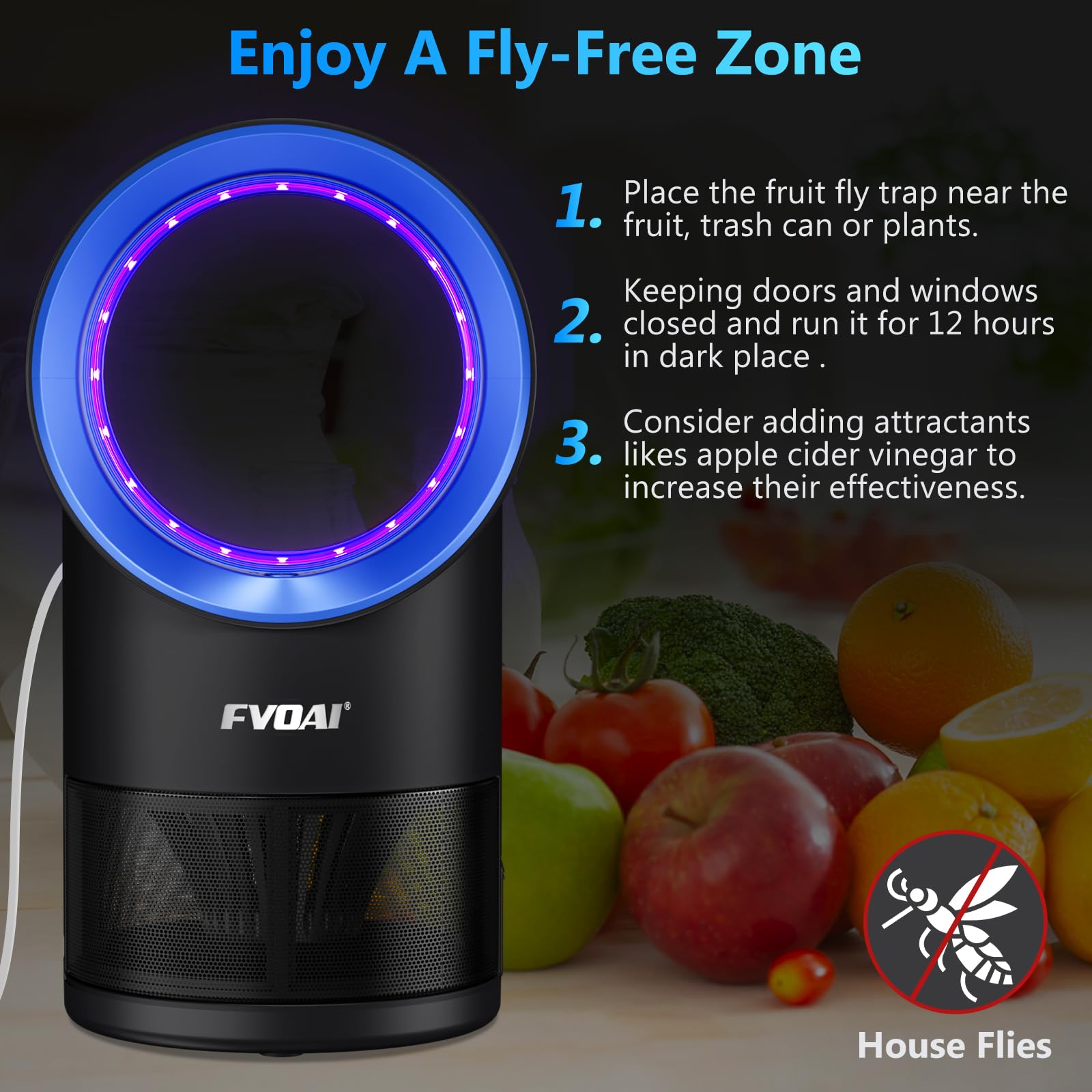 FVOAI Fly Trap Indoor, Fruit Fly Catcher Mosquito Killer Insect Trap with Sticky Glue Boards (Pink)